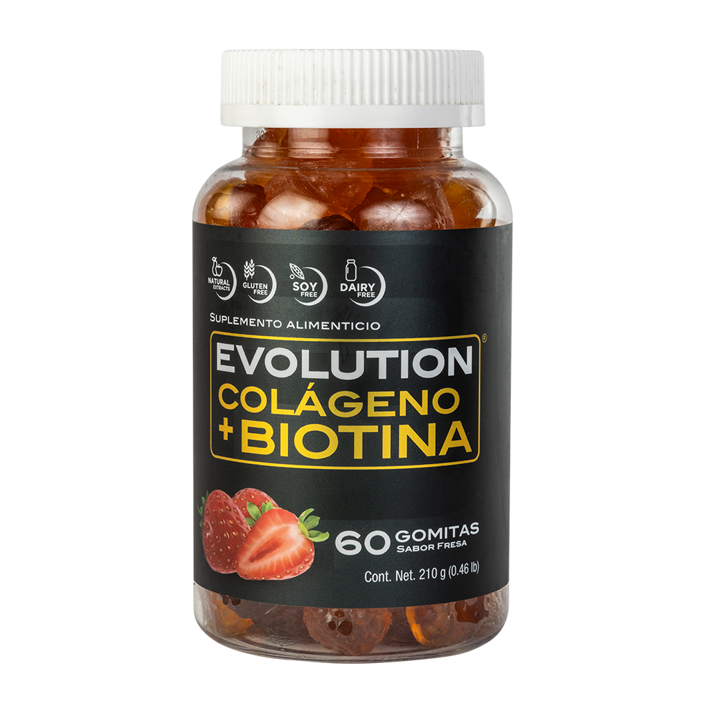 Colágeno + Biotina sabor fresa 60 gomitas – Evolution Nutraceutical Company Colágeno + Biotina sabor fresa 60 gomitas – Evolution Nutraceutical Company